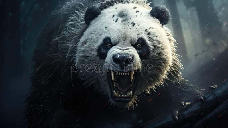 An Aggressive Ferocious Panda in Attack Mode Stock Illustration ...