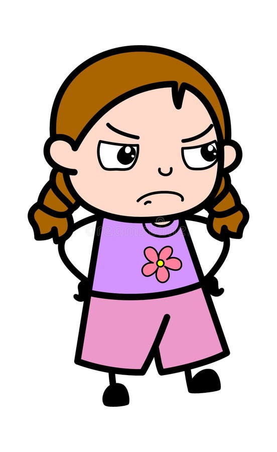 Aggressive Girl Cartoon stock illustration. Illustration of frustrated ...