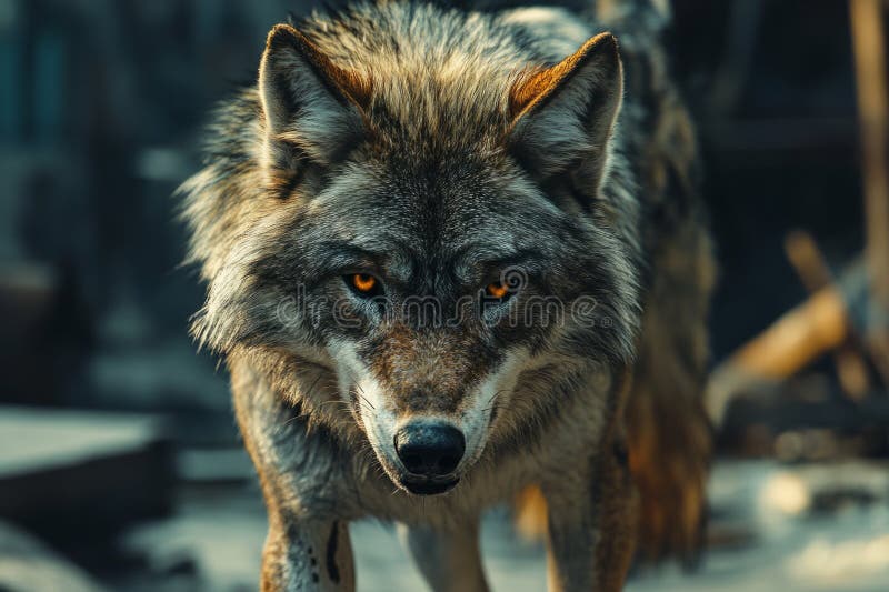 Aggressive Grey Wolf Showing Teeth and Growling Covered in Blood Stock ...
