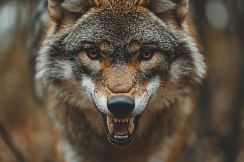 Aggressive Grey Wolf Showing Teeth and Growling Covered in Blood Stock ...