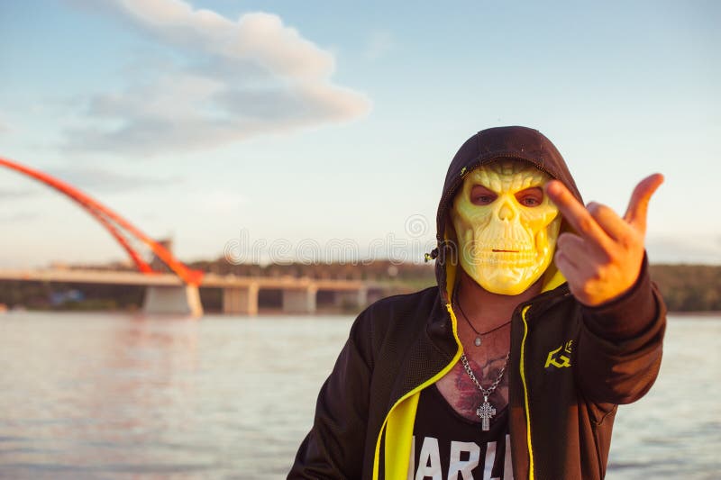 Aggressive guy in the mask stock photo. Image of mask - 72850006