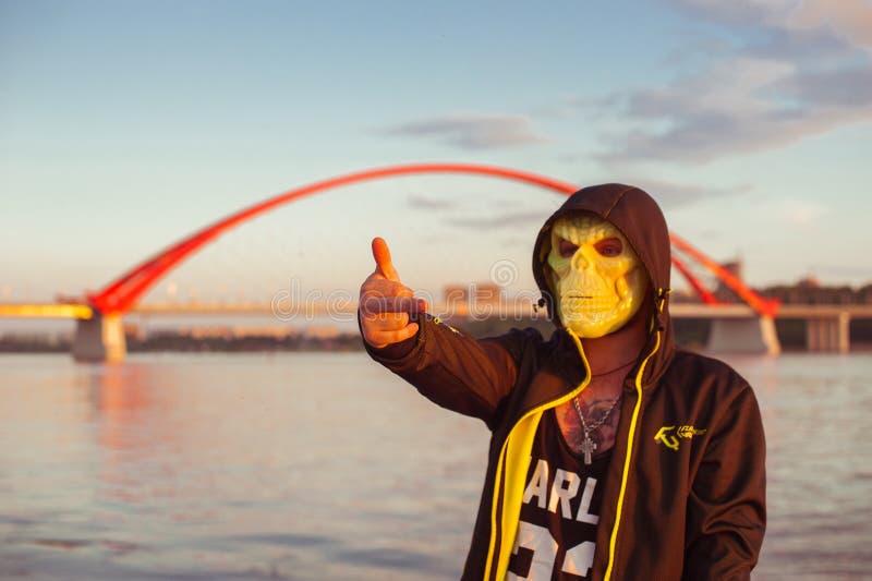 Aggressive guy in the mask stock photo. Image of adult - 72850062