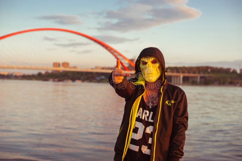 Aggressive guy in the mask stock photo. Image of vandal - 72850072