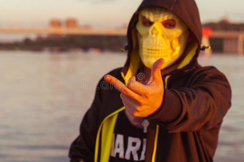 Aggressive guy in the mask stock image. Image of anger - 72851729
