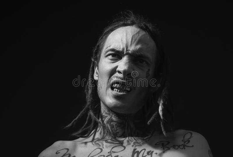 Brutal Angry Man, Handsome Serious Male Model. Shadow Male Face on ...