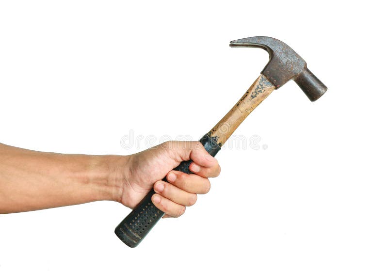 Aggressive Human Hand Holding Big Hammer Stock Image - Image of holding ...