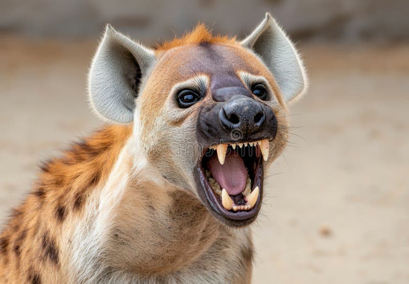 Aggressive Hyena with Open Mouth and Sharp Teeth Stock Illustration ...