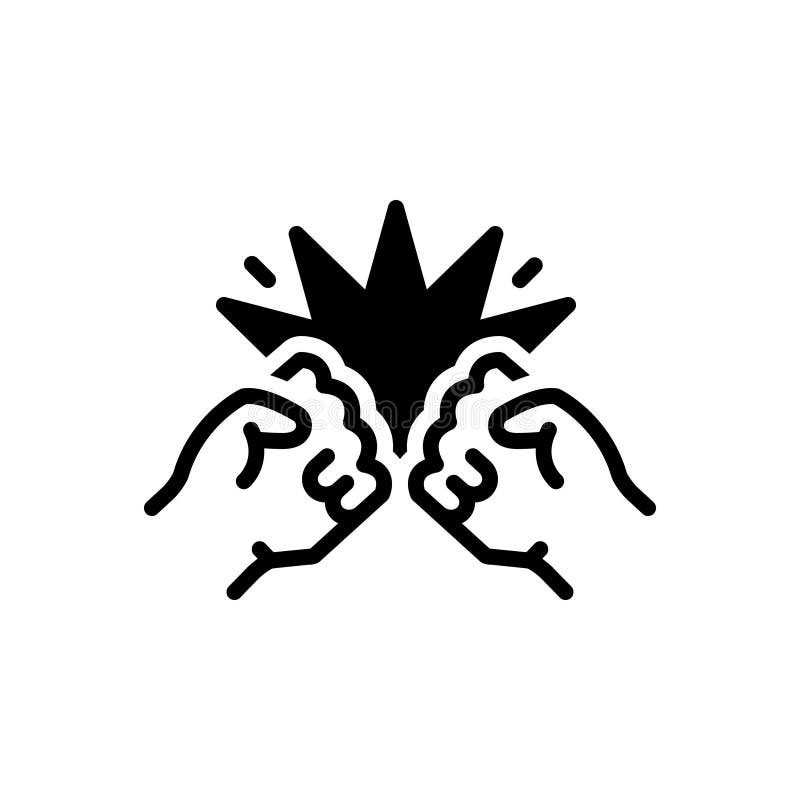 Black Solid Icon for Aggressive, Belligerent and Punch Stock Vector ...