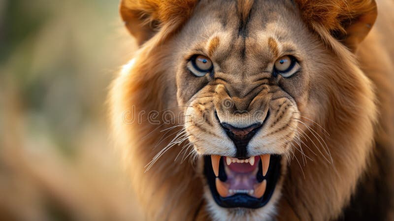 Aggressive Lion Ready To Attack Stock Image - Image of dangerous ...