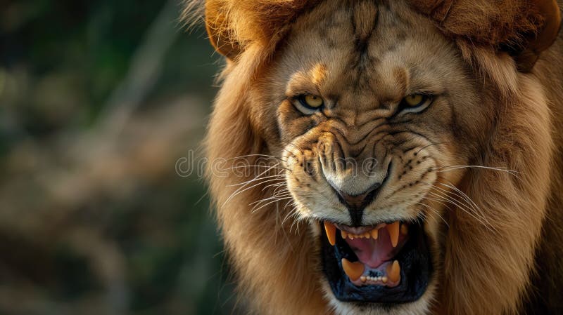 Aggressive Lion Ready To Attack Stock Photo - Image of wildlife ...