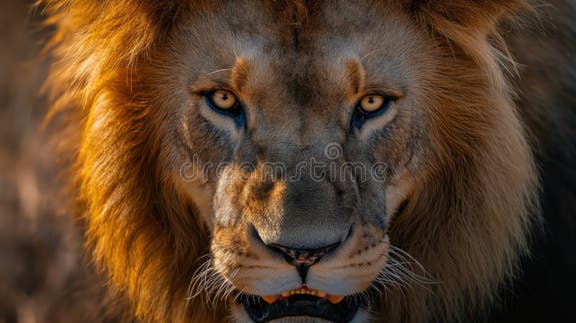 Aggressive Lion Ready To Attack Stock Image - Image of closeup ...