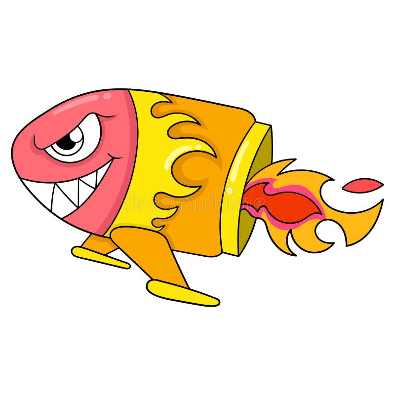 Aggressive Looking Rocket is Hurtling To Explode, Doodle Icon Image ...