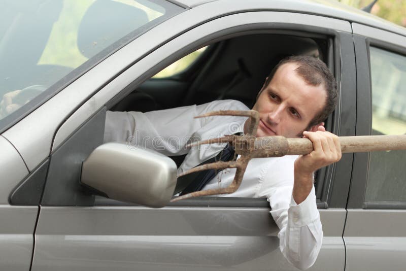 Unhappy Driver in His Car Asking for Help Stock Image - Image of ...