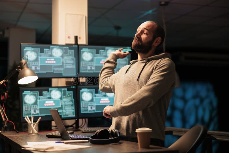 Aggressive Male Hacker Throwing Mouse in Office Stock Photo - Image of ...