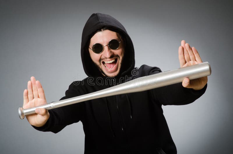 The Aggressive Man with Basebal Bat Stock Image - Image of expression ...