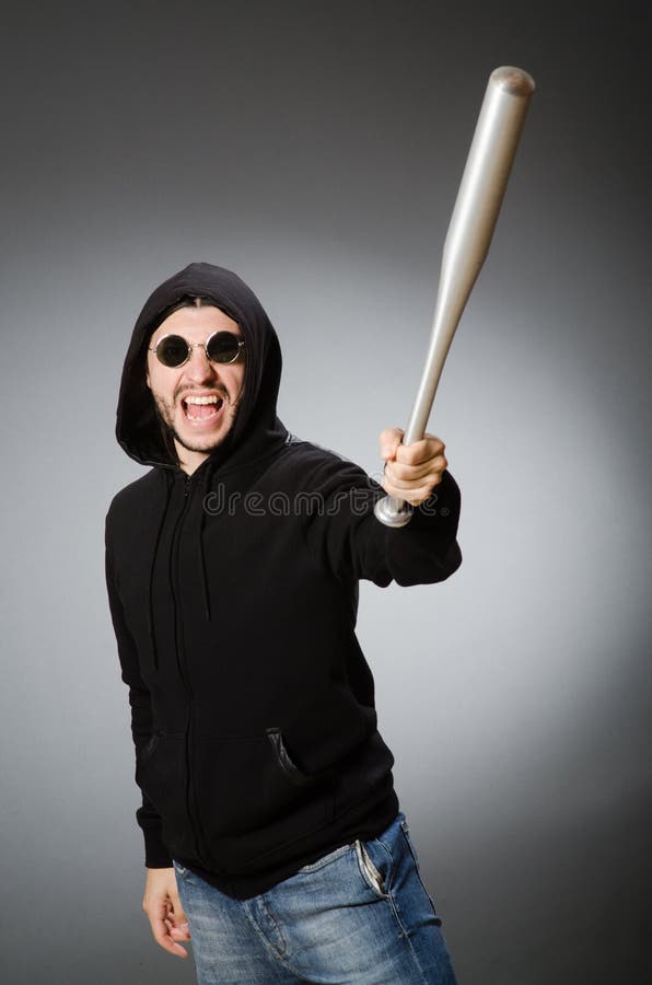 The Aggressive Man with Basebal Bat Stock Photo - Image of evil, angry ...