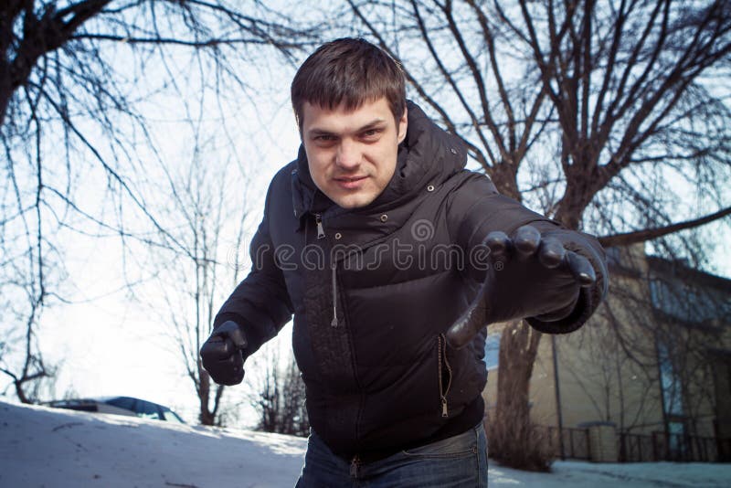 Angry Man Wants To Grab You. Stock Image - Image of violence, crime ...