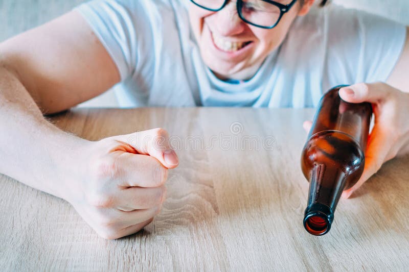 Aggressive Man Hits the Table and is Drunk Stock Photo - Image of ...