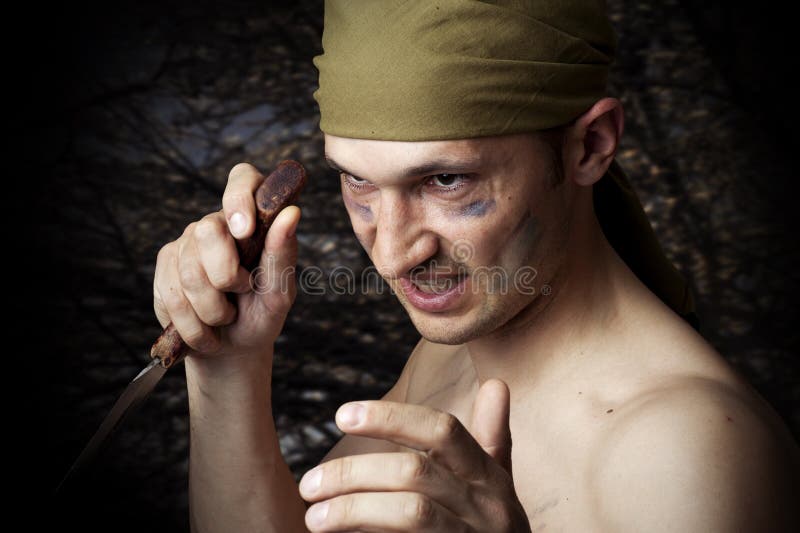 Aggressive Man with a Knife Stock Image - Image of mafia, handsome ...