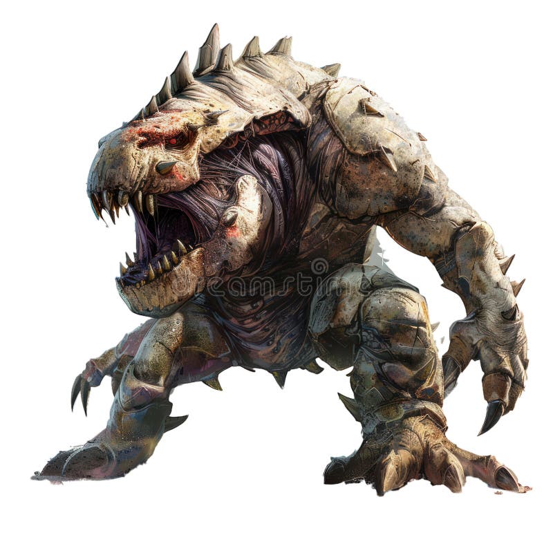 Aggressive Monster with Sharp Teeth and Claws Snarling at Viewer Stock ...