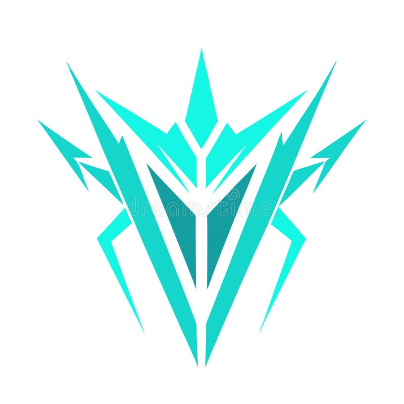 Aggressive Neon Turquoise Design with Sharp Angles on Black Background ...