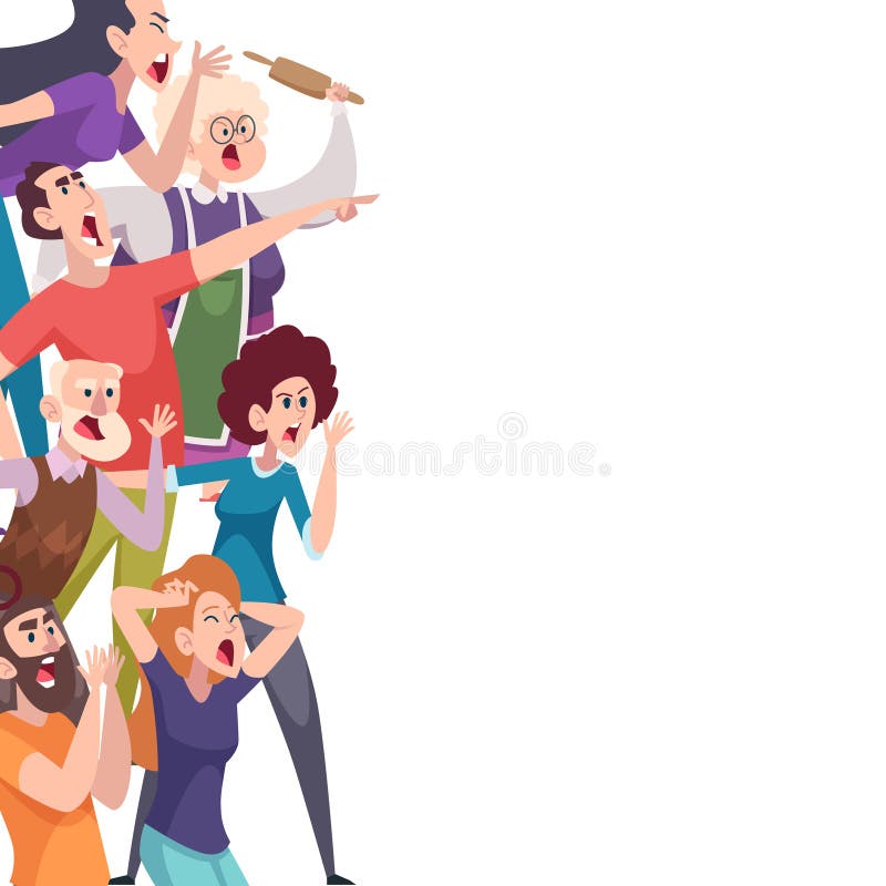 Aggressive People. Screaming Characters Aggressive Persons Pointing and ...