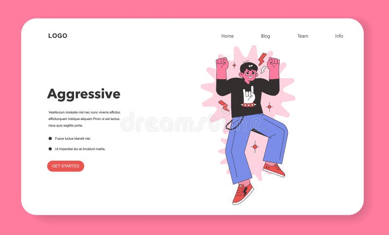 Aggressive Personality Portrayal. Flat Vector Illustration Stock Vector ...