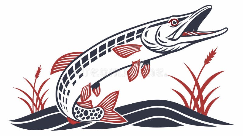 Aggressive Pike Fish: Freshwater Predator Art, Vector Design Generative ...