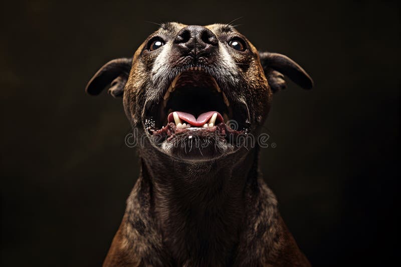 An Aggressive Pit Bull Barking Angrily with an Isolated Background ...