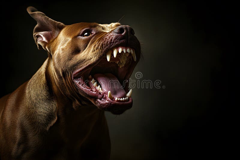 An Aggressive Pit Bull Barking Angrily with an Isolated Background ...