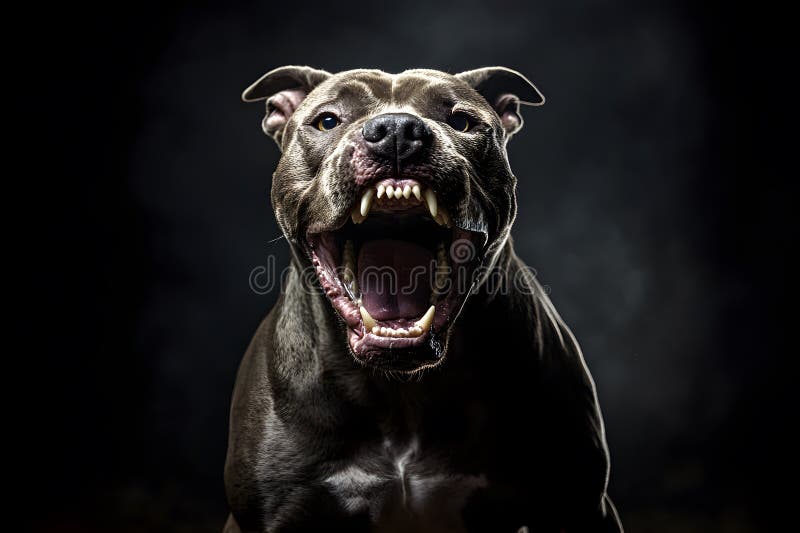 An Aggressive Pit Bull Barking Angrily with an Isolated Background ...