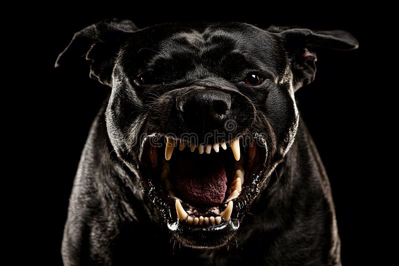 An Aggressive Pit Bull Barking Angrily with an Isolated Background ...