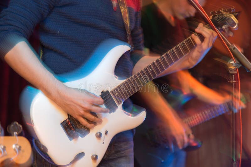 Aggressive Play Guitar on Stage Stock Image - Image of expression ...