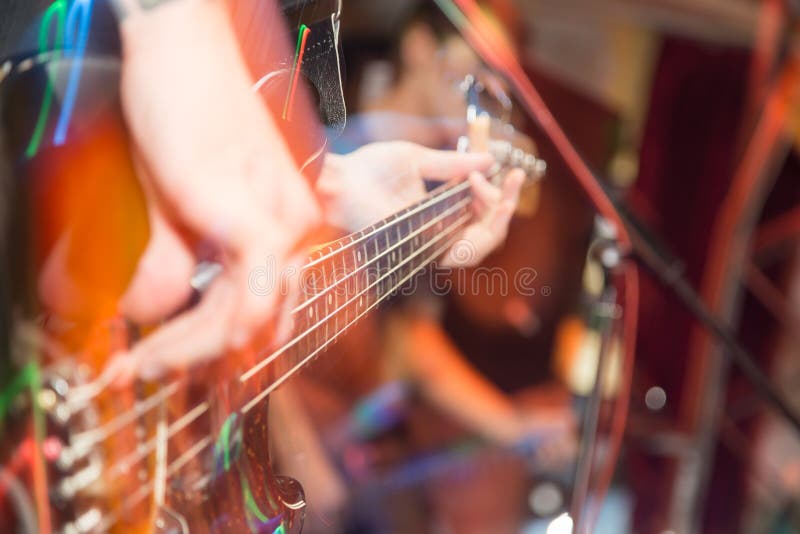 Aggressive Play Guitar on Stage Stock Image - Image of musical, black ...