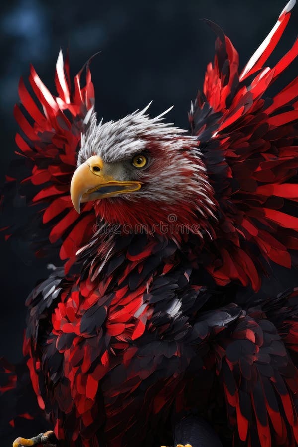 Aggressive Red and Black Digital Eagle. Ai Generative Stock ...