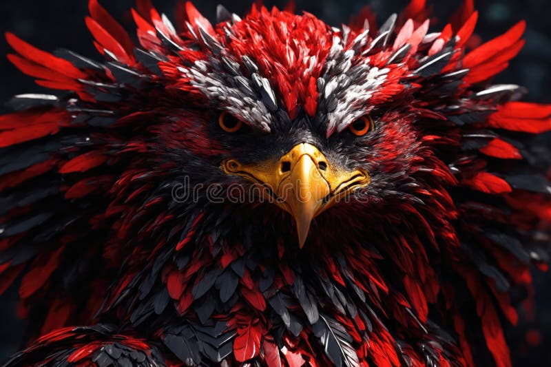 Aggressive Red and Black Digital Eagle. Ai Generative Stock ...
