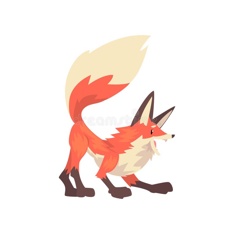 Cunning Red Fox Character Sitting, Side View Cartoon Vector ...