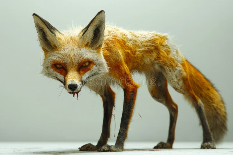 Aggressive Red Fox Standing with Blood Dripping from Its Mouth Stock Image - Image of looking ...