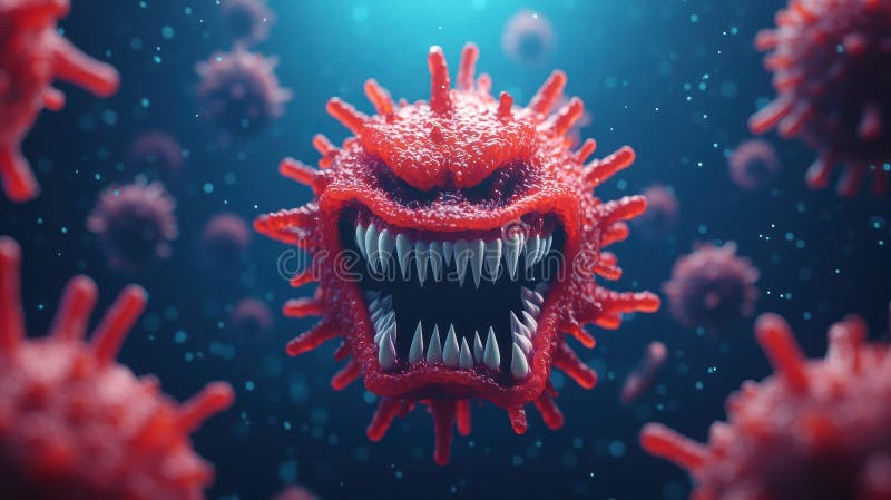 Aggressive Red Virus 3D Render Microbiology Infection Disease Cell ...