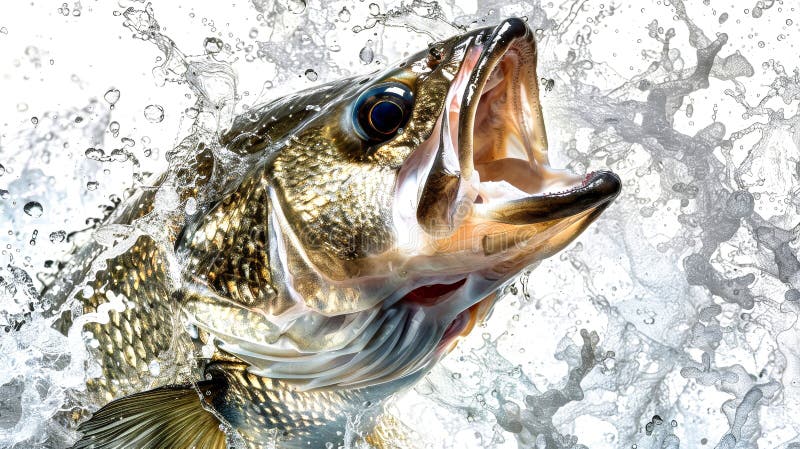 An Aggressive River Bass Erupts from the Water, Showcasing Its Sharp ...