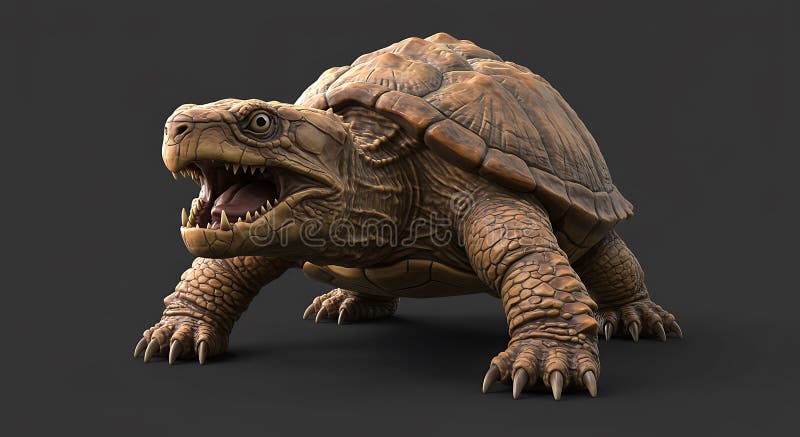 Aggressive Snapping Turtle: a Realistic 3D Render Stock Illustration ...