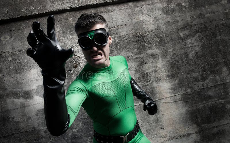 Aggressive Superhero Close-up Stock Image - Image of dark, costume ...