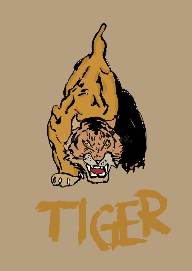 Aggressive tiger cartoon stock vector. Illustration of cute - 44389294