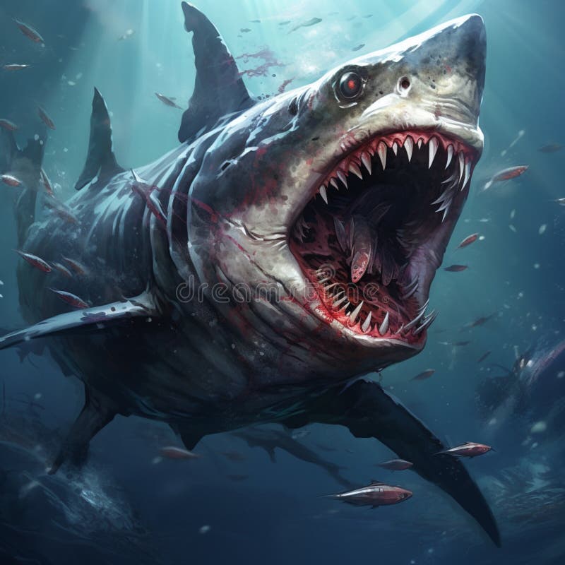 Aggressive Violent Shark Fish Image Generative AI Stock Illustration ...