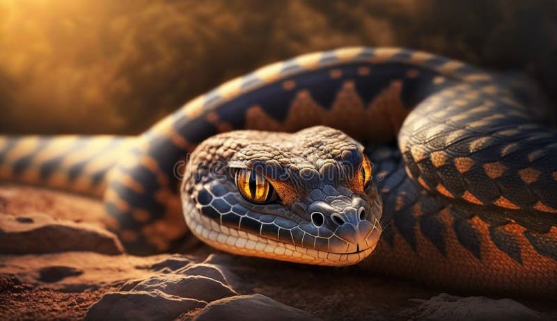 Aggressive Viper Crawls Deadly Pattern on Skin Generated by AI Stock ...