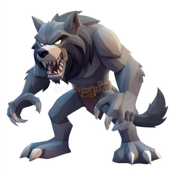 Menacing Gray Werewolf, Fantasy Monster Character Illustration Stock ...