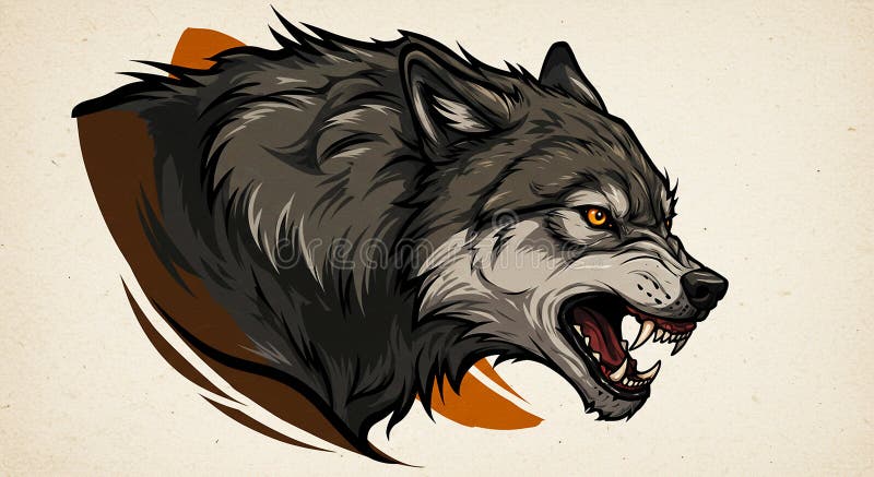 Wolf Head Growling Drawing