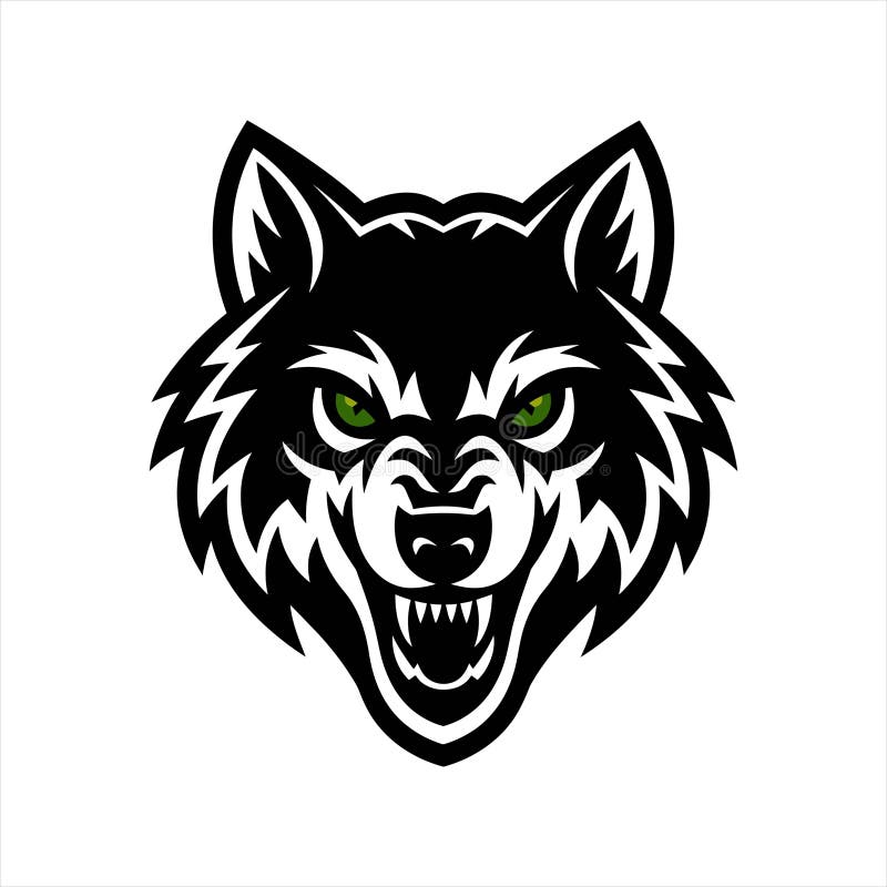 Aggressive Wolf Logo Vector with Green Eyes Stock Vector - Illustration ...