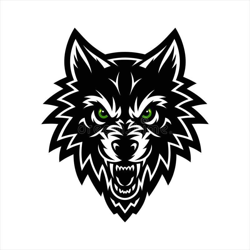 Aggressive Wolf Logo Vector with Green Eyes Stock Vector - Illustration ...