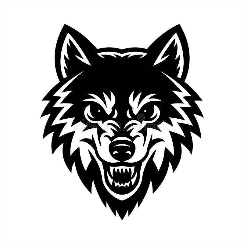 Aggressive Wolf Logo Vector Illustration with White Background Stock ...